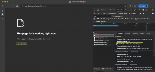 Implement rate limiting with Istio on Azure Kubernetes Service - Daniel ...
