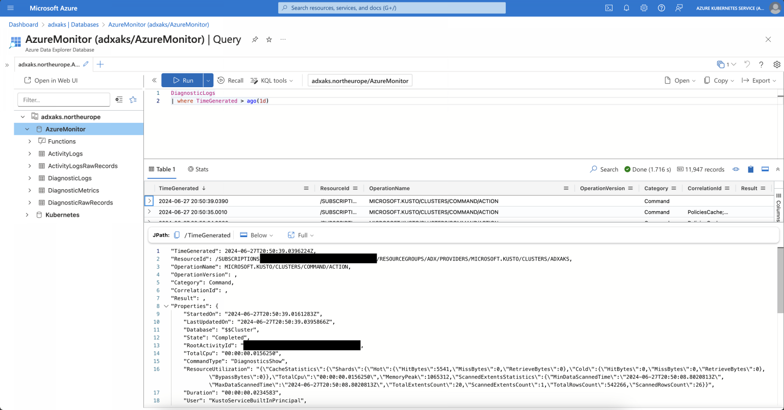 Ingesting Azure Diagnostic Logs into Azure Data Explorer – Daniel's ...